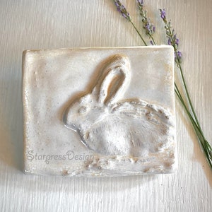 Rabbit Ceramic Tile, Handmade Rabbit Art, Carved Art Tile, Rabbit Wall ...