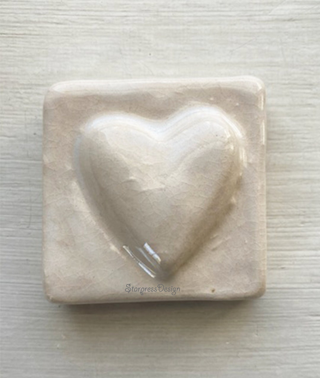 White Heart Tile, Small Heart Pottery, Heart for Wall, Heart Clay Art ...