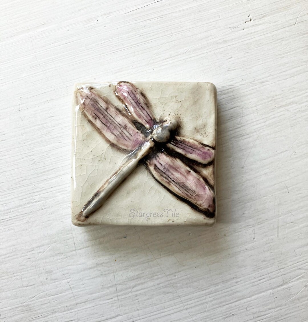 Dragonfly Art, Relief Ceramic Tile, Dragonfly Artwork, Relief Clay Tile ...