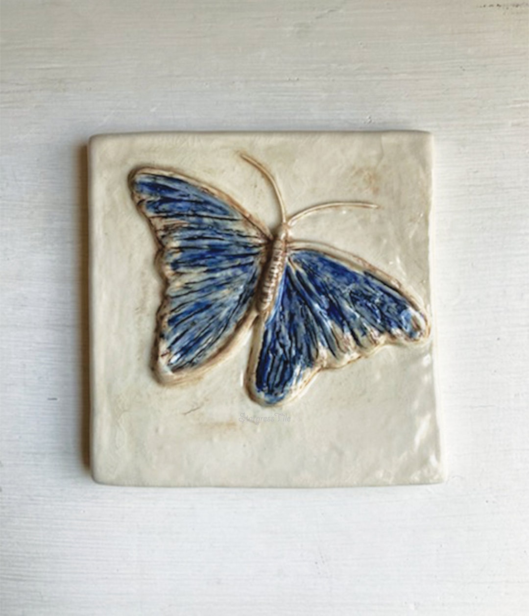 Butterfly Ceramic Tile, Butterfly Art, Relief Clay Tile, 6x6 Wall Art ...
