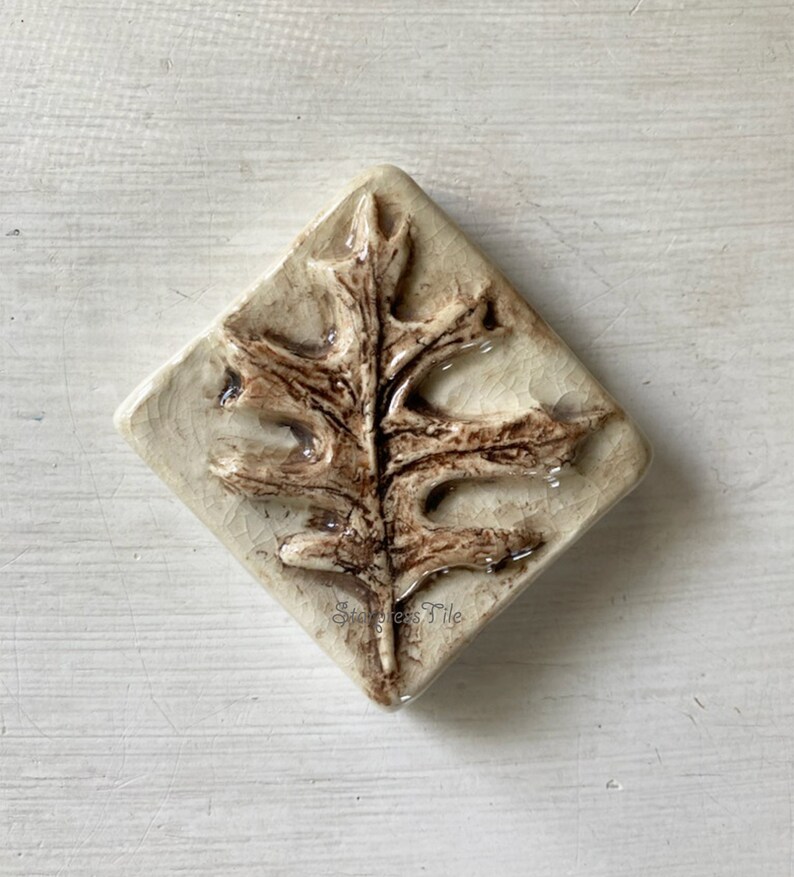 Oak Leaf Clay Tile,, Leaf Wall Art, Leaf Tiles, Oak Leaf Art, Handmade ...