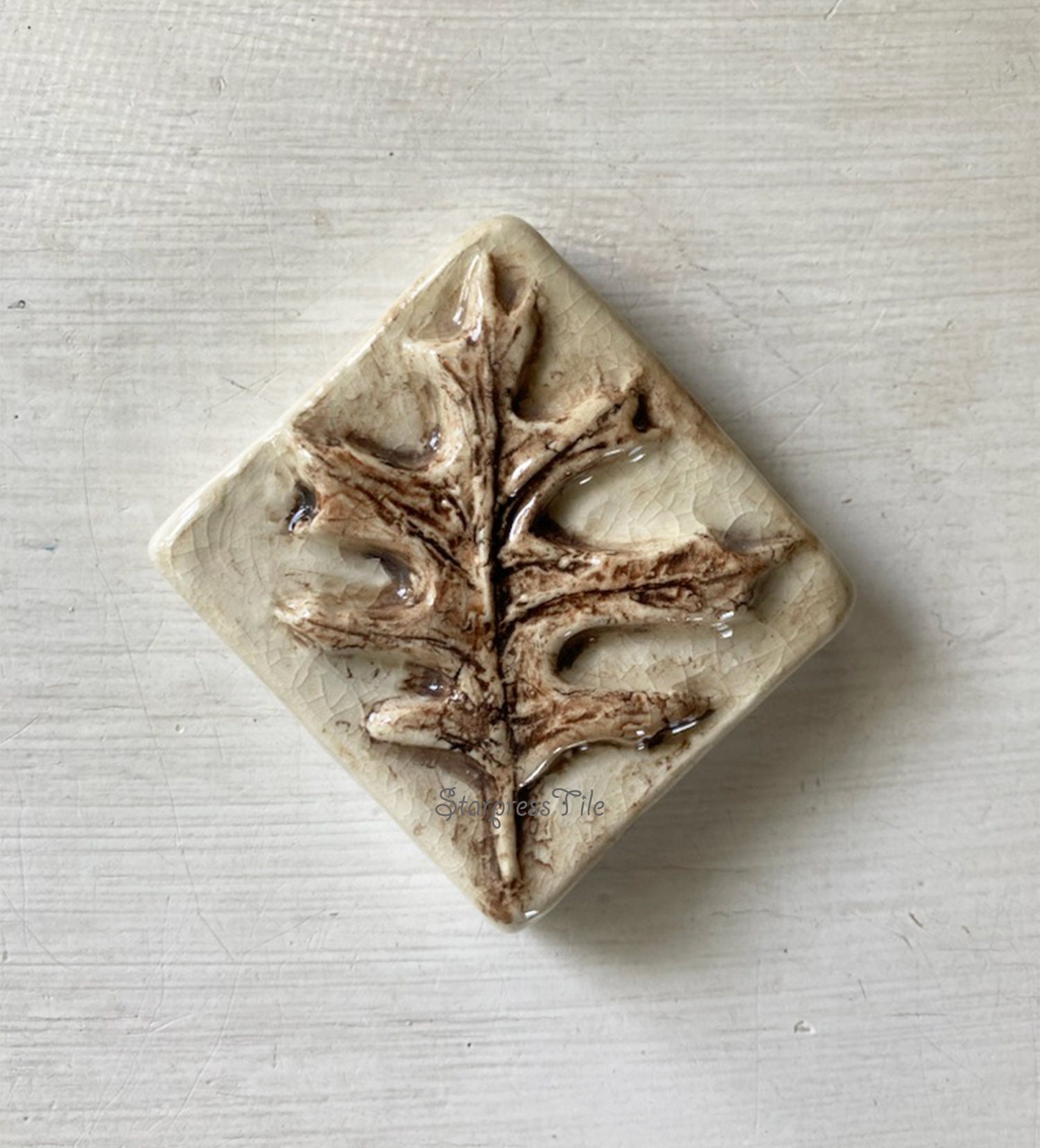 Oak Leaf Clay Tile,, Leaf Wall Art, Leaf Tiles, Oak Leaf Art, Handmade ...