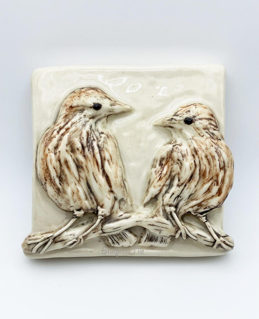 Ceramic Wall Art Tile: Pair of Starling Birds, 4x4 - Etsy