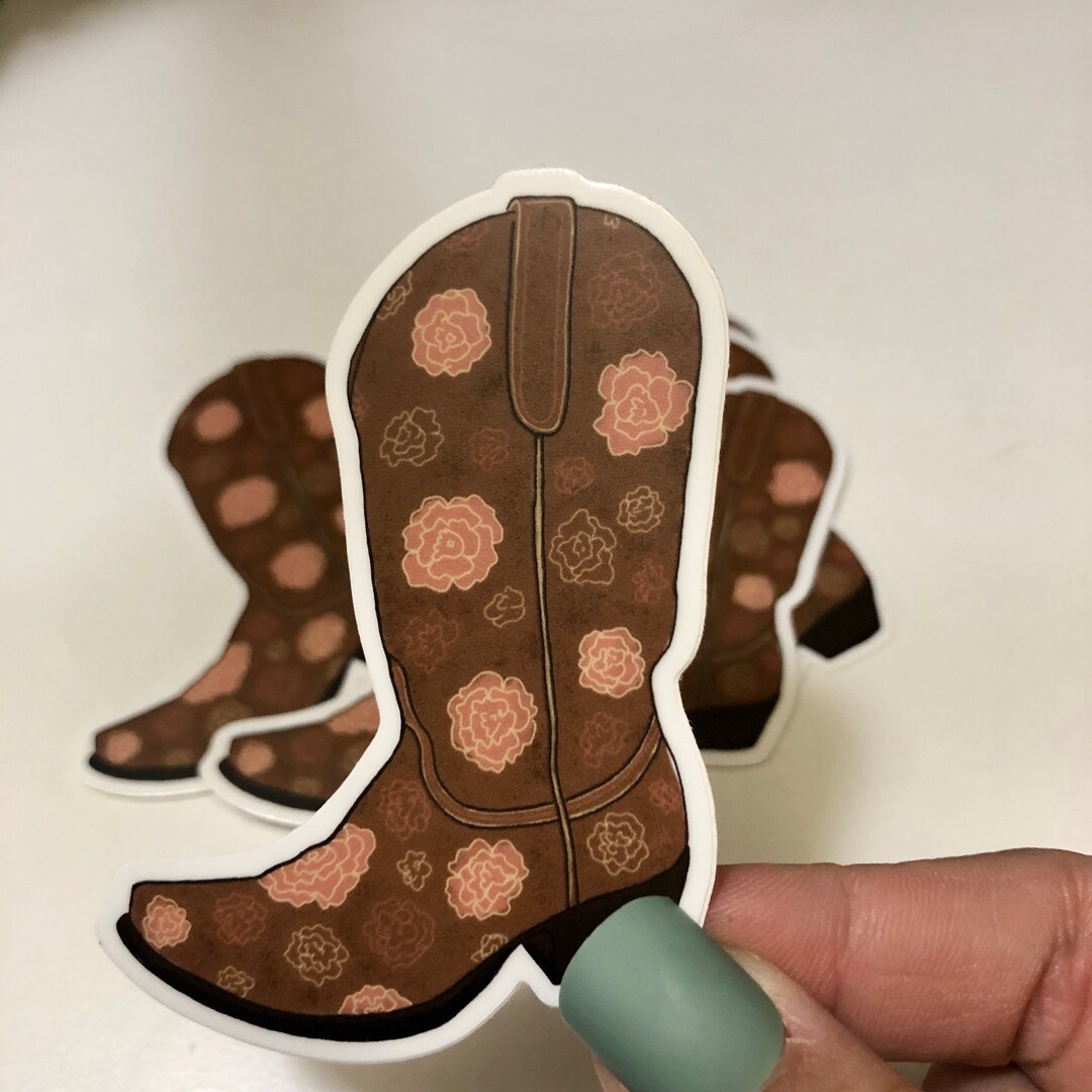 Rose Cowboy Boot Vinyl Sticker - Etsy