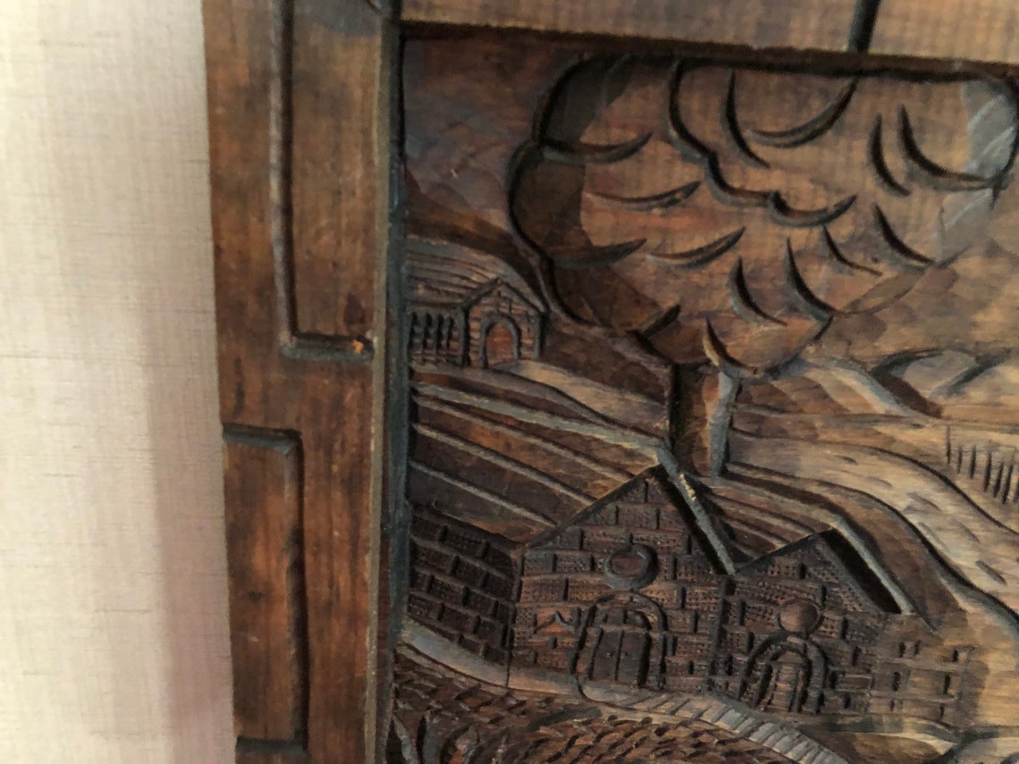 Wooden Hand Carved Picture and Frame - Etsy