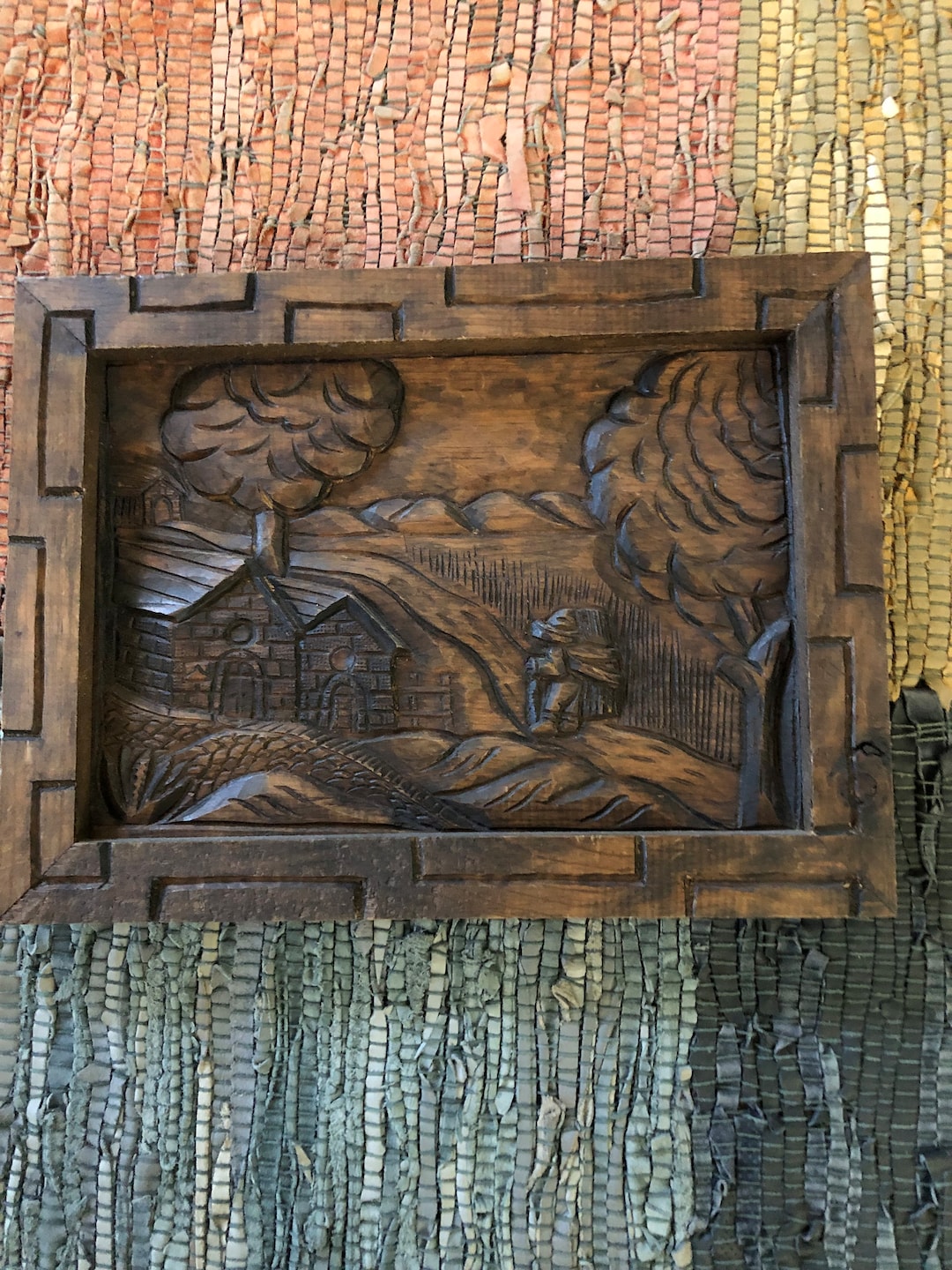 Wooden Hand Carved Picture and Frame - Etsy