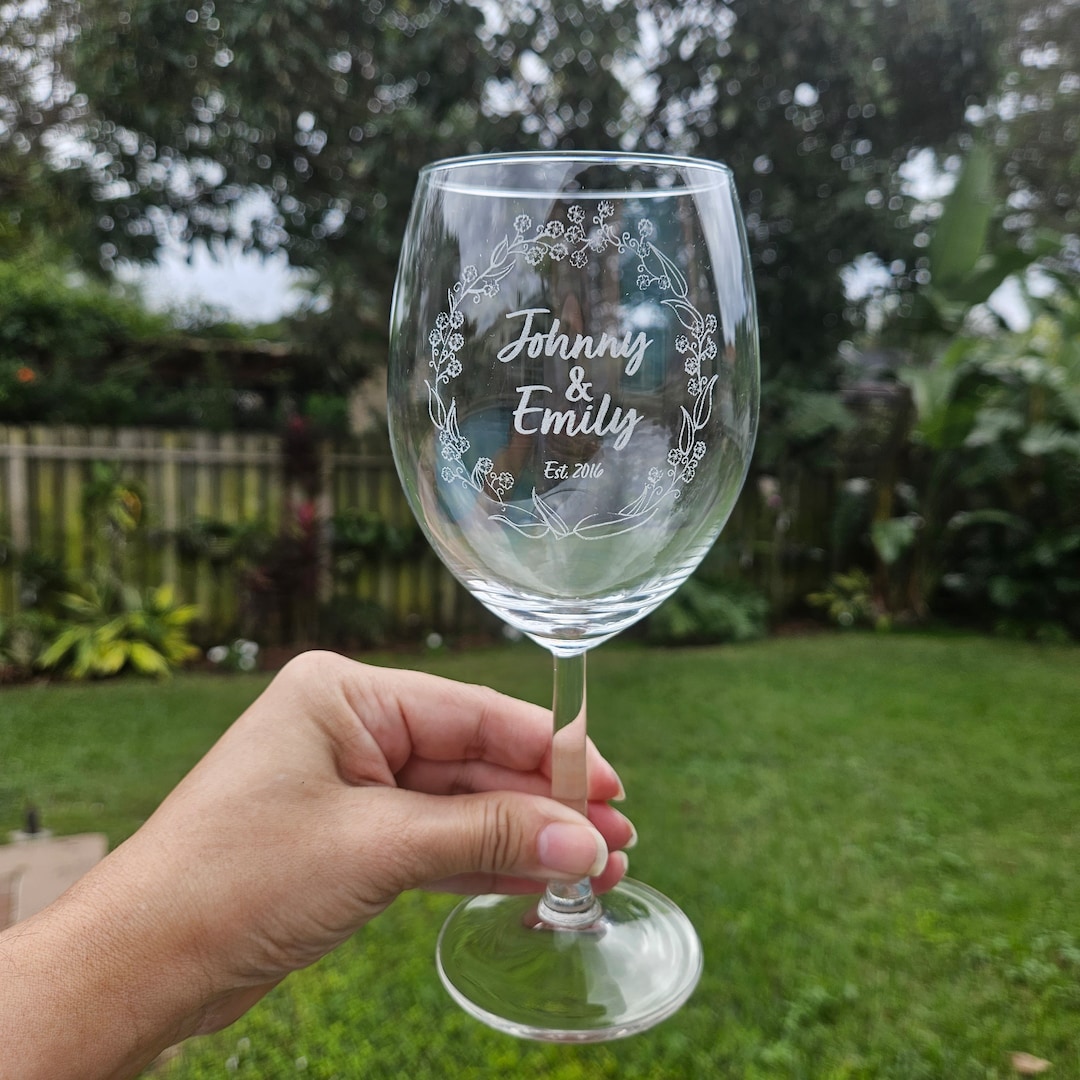 Personalized Wine Glasses for Couples Engraved Monograms, Perfect ...
