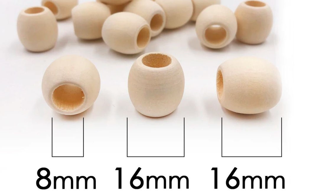 5 WOOD BEADS , Wooden Macrame Beads,large Hole Wooden Beads 16x15mm 5 ...