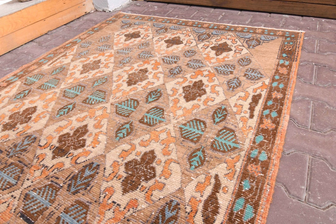 Vintage Rugs Soft Pastel Boho Farmhouse Rug 4x9 Hallway Runner 4x9 ...