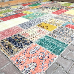 10x13 Patchwork Rug, Turkish Patchwork, Home Decor, Handmade Patchwork ...