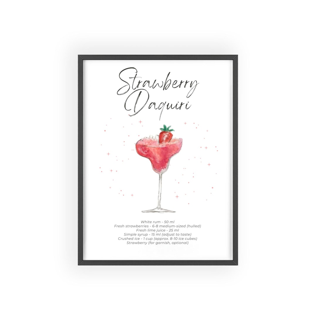 Watercolour Strawberry Daquiri Print - Etsy
