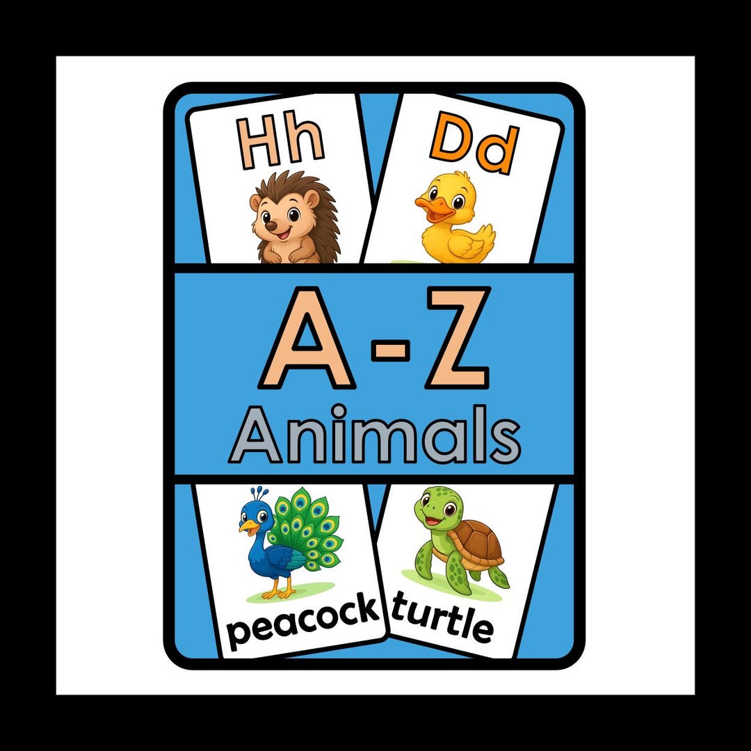 Animal Alphabet Flashcards A-Z Printable PDF ESL Learning Game (5 Files ...