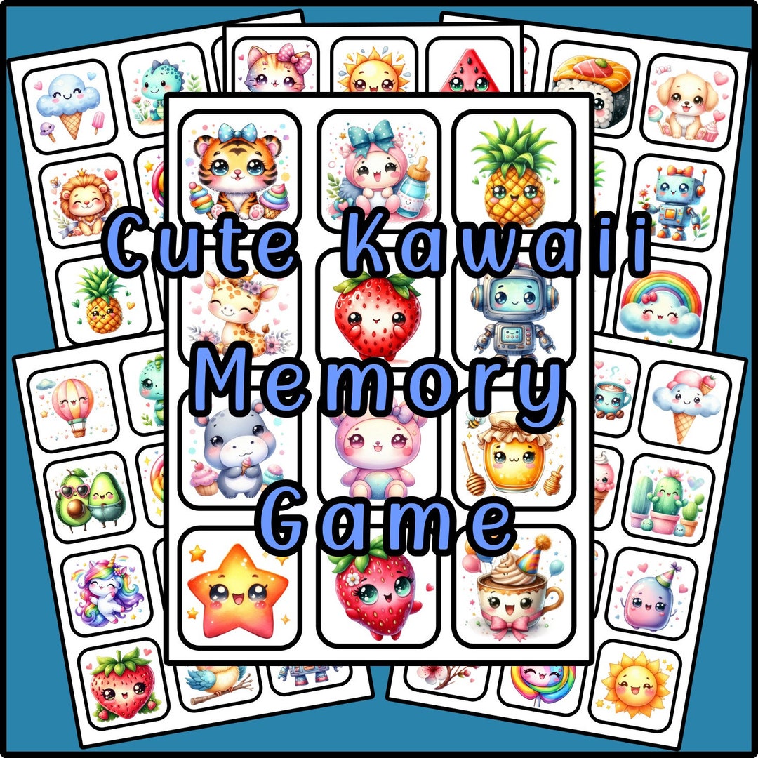 Cute Kawaii Memory Game Printable - 72 Images - Etsy