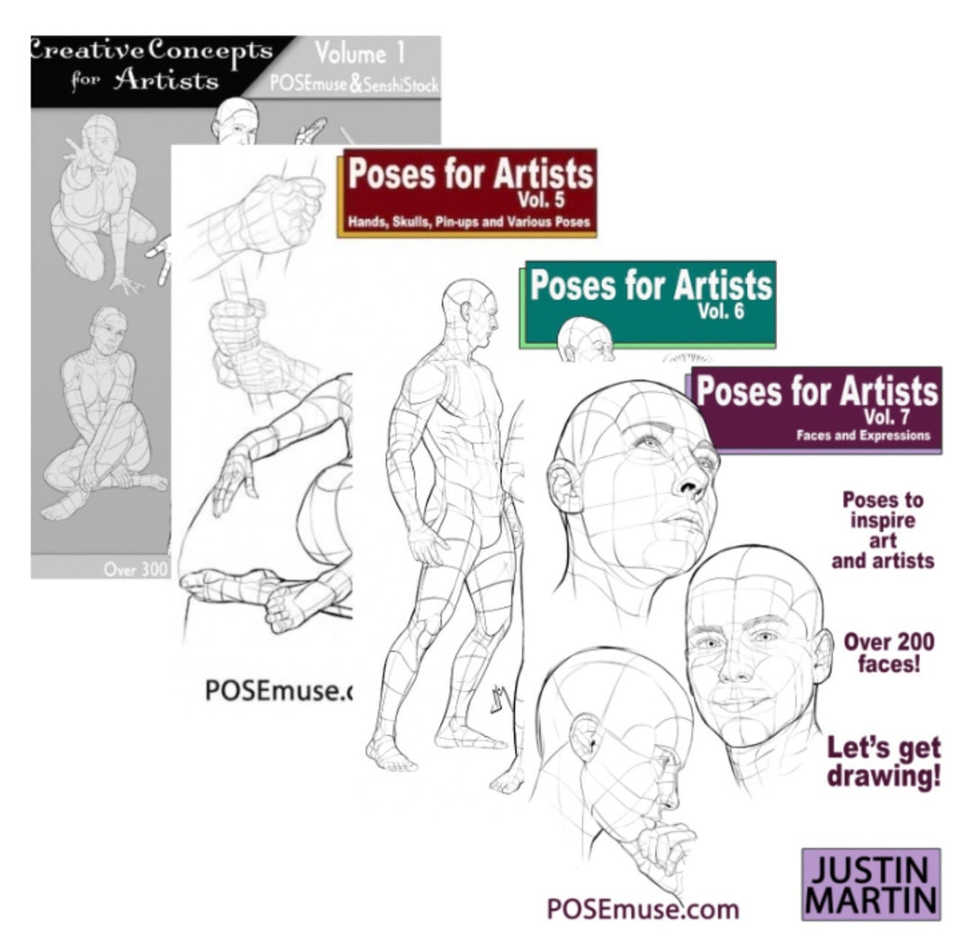 Poses for Artists Book Set #2: Vols. 5,6,7 & Creative Concepts 1 - Save ...