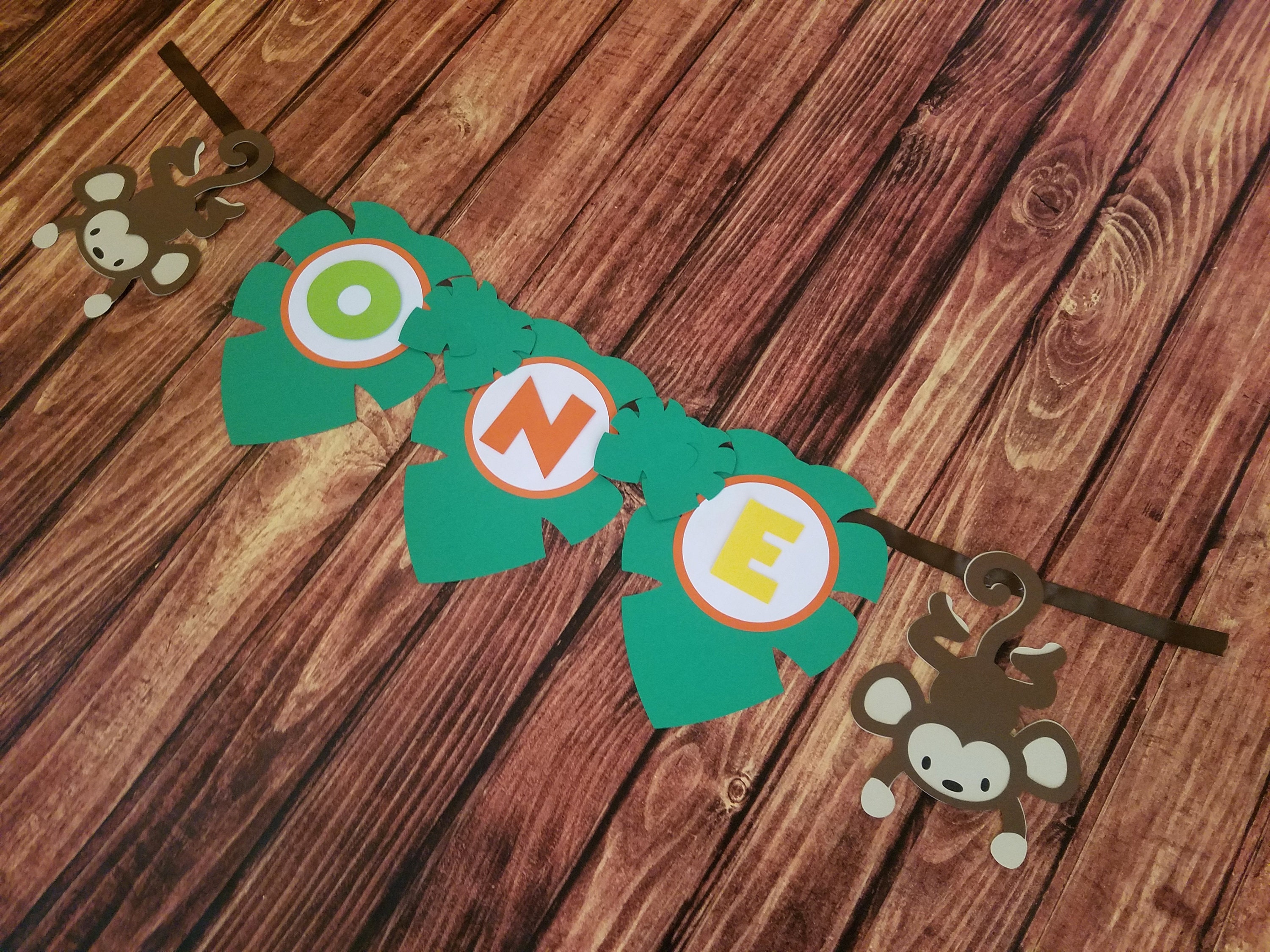Monkey Birthday Banner One Banner Monkey Banner - Etsy