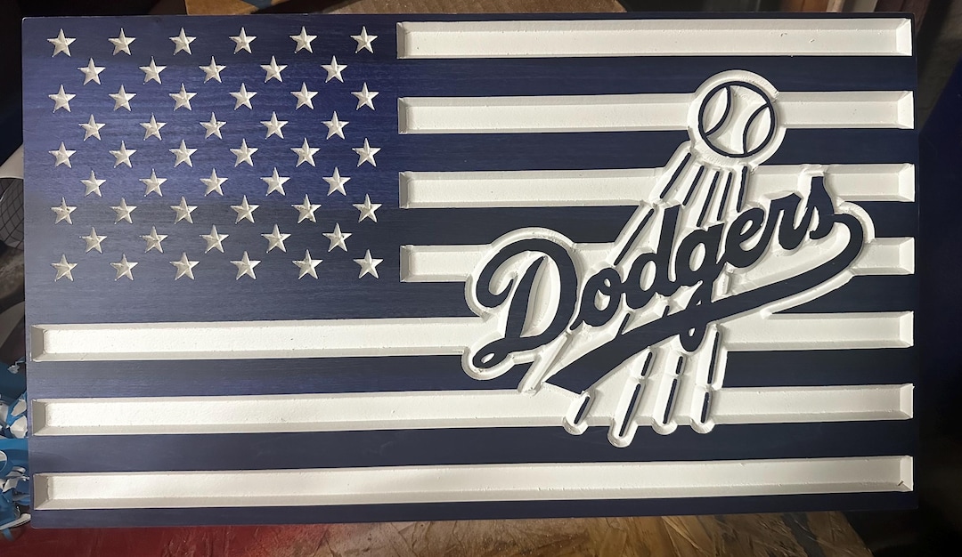 Custom CNC Wood Los Angeles Dodgers Flag | Handcrafted MLB Wall Art ...