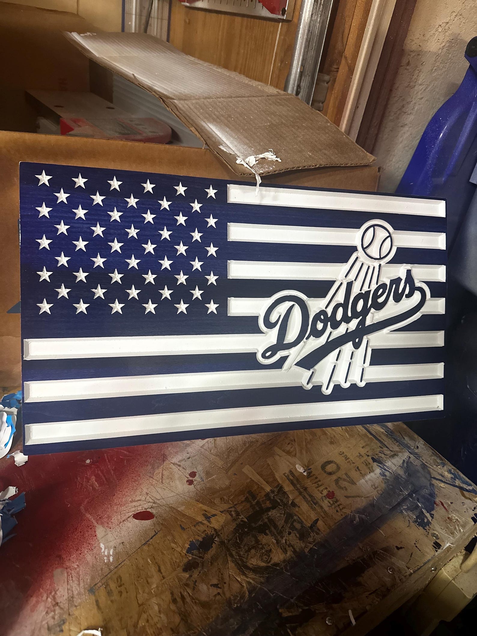 CNC Wood Los Angeles Dodgers Flag | MLB Team Wall Art (21x13) - Etsy