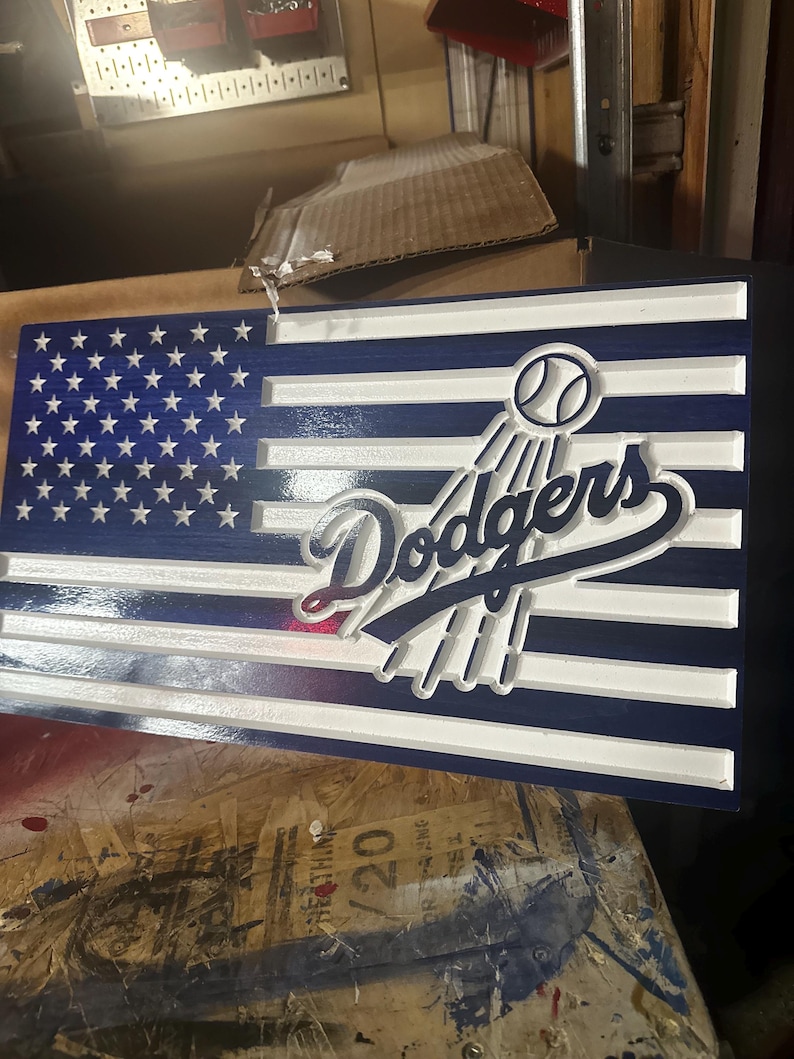 CNC Wood Los Angeles Dodgers Flag | MLB Team Wall Art (21x13) - Etsy