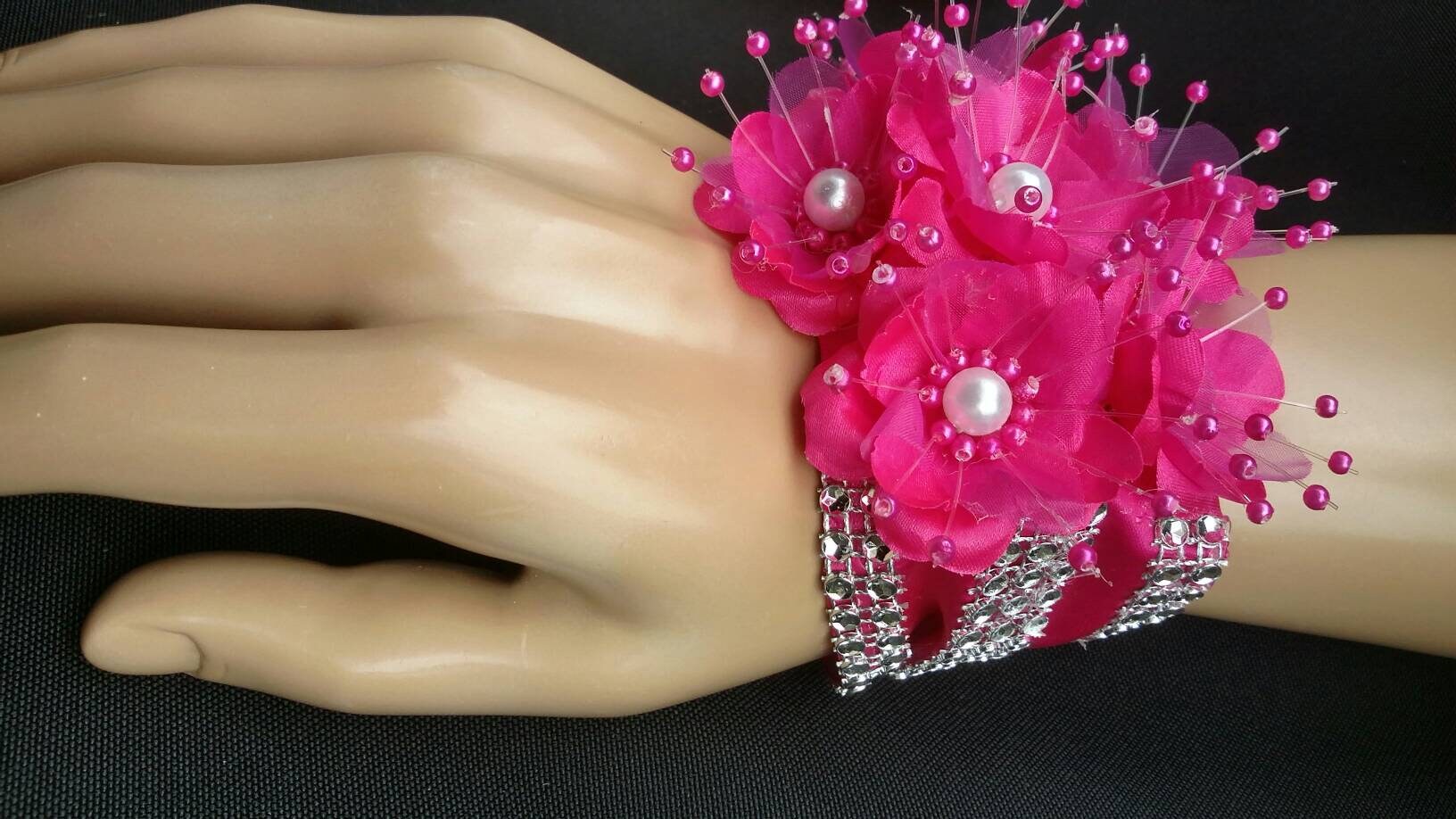 Wedding Pink Flower Wrist Corsage Prom Homecoming Military | Etsy