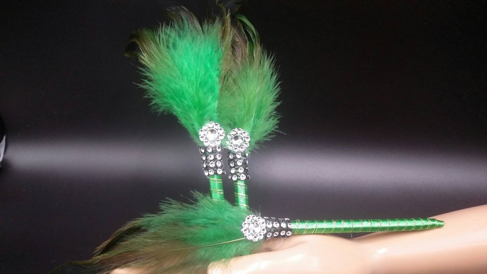 3 Green FEATHER PEN FAVORS for Weddings Sweet 16 Bridal | Etsy