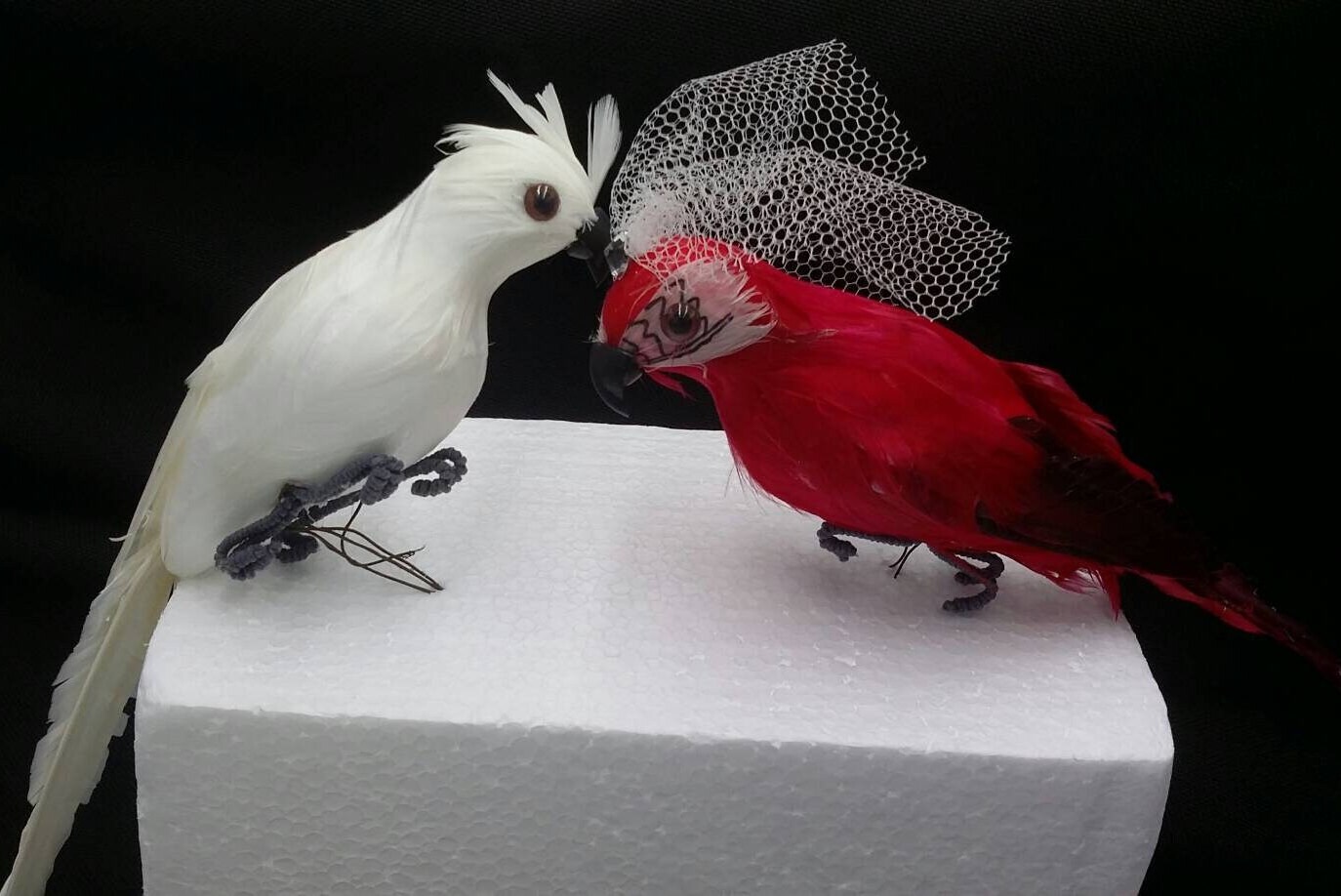 Wedding Cake Topper Centerpiece Two Parrot Birds With Real - Etsy