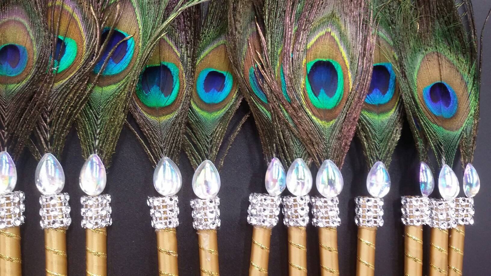 12 Peacock Feather PEN FAVOR for Weddingssweet 16 Bridal - Etsy