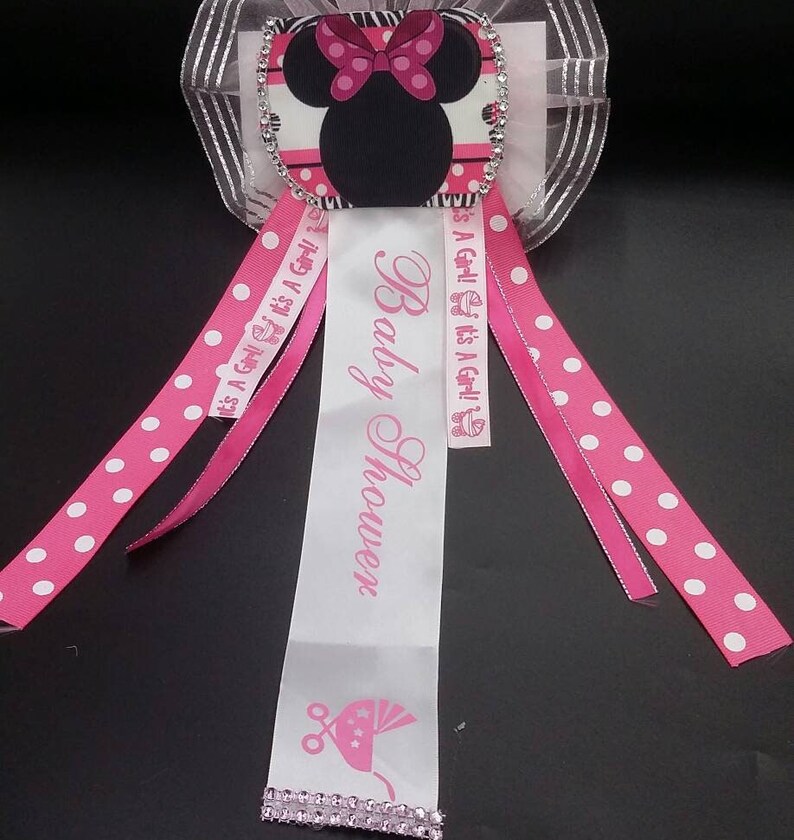 Minnie Mouse Baby Shower Award Ribbon Corsage for the Mom-to-be, Sash ...