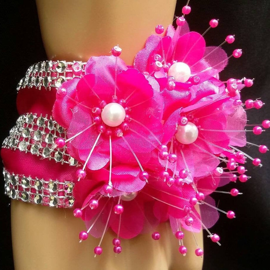 Wedding Pink Flower Wrist Corsage, Prom, Homecoming, Military Ball ...