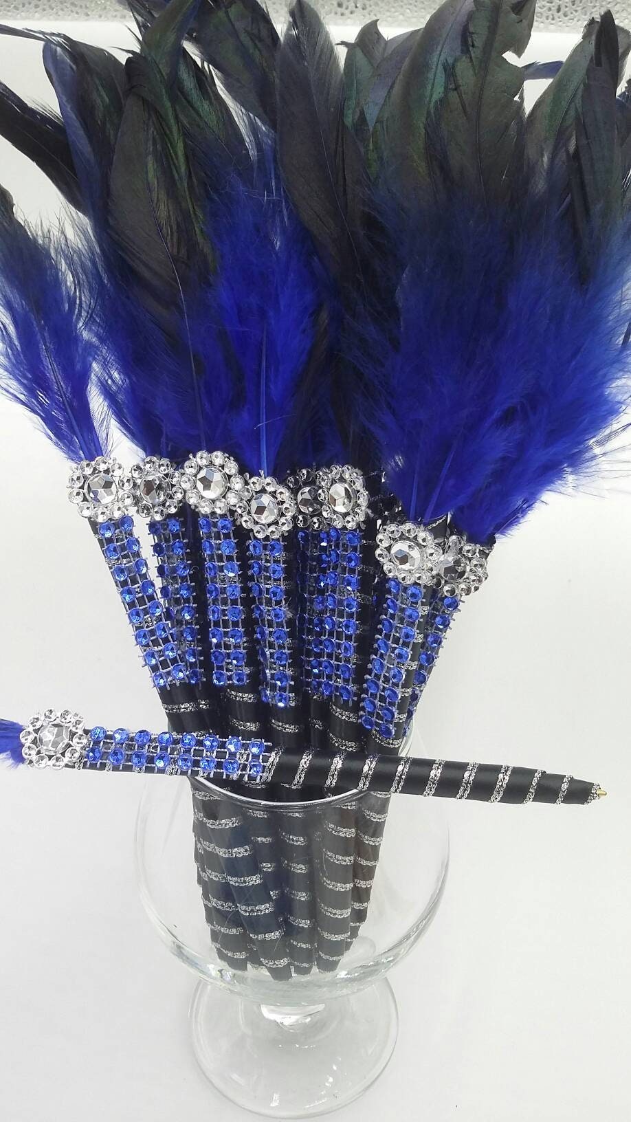 12 Blackblue Feather PEN Favors for Table Weddings Sweet 16 - Etsy