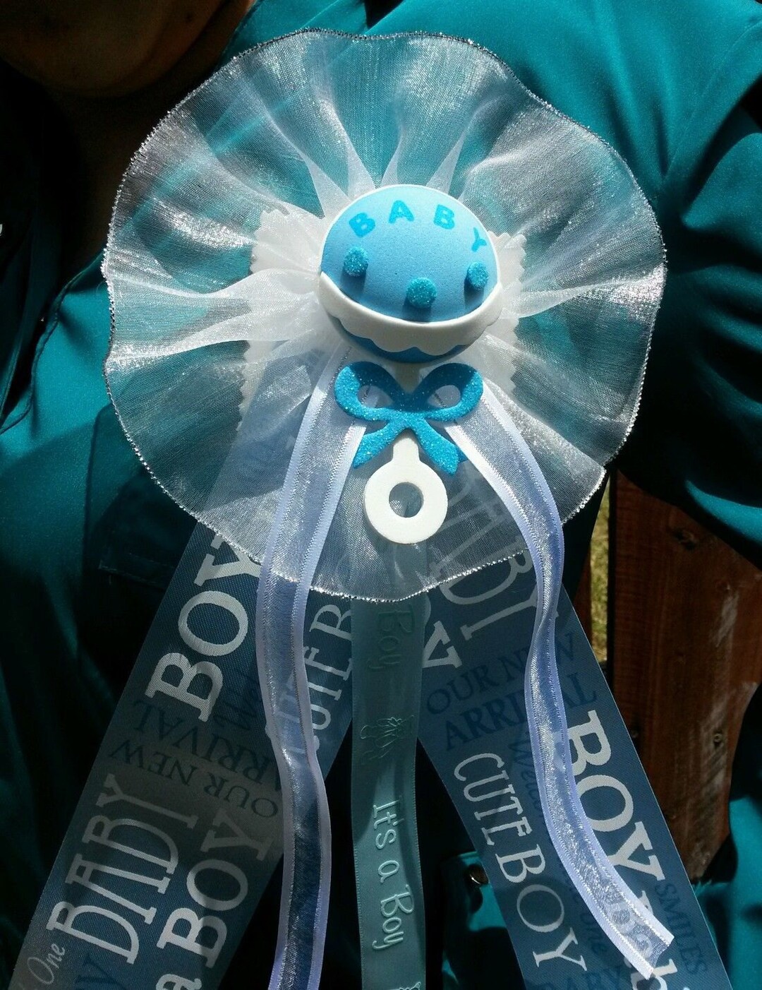 Baby Shower Award Ribbon Corsage for the Mom-to-be, SASH, Blue, Boy ...