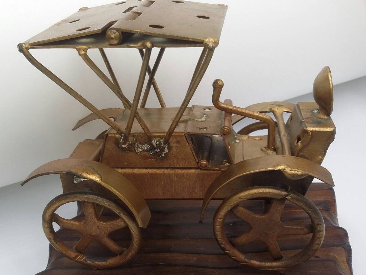 Antique Scrap Metal Art Sculpture Motorwagen Car, Metalwork ...