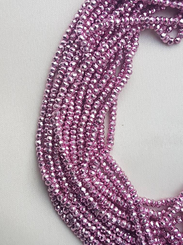 2 strands of PINK COLOUR PYRITE 4mm rondelle facetted 13 | Etsy