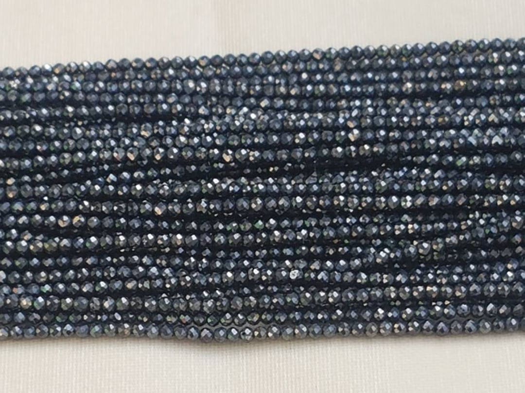 5 Strands of BLACK SPINAL Grey Color Coated Round Facetted - Etsy
