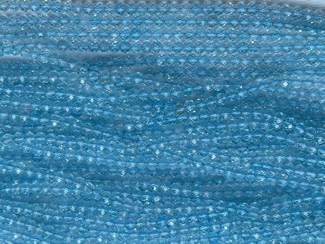 Sky Blue Topaz Round Faceted 4mm 12.5 Length - Etsy