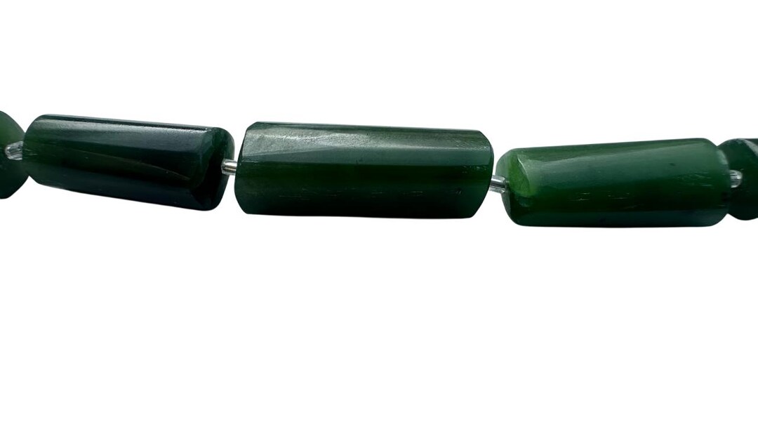 Green Jade Smooth Cylinder Tubes (20x10 to 26x10mm) Approx, Pack of 5 ...