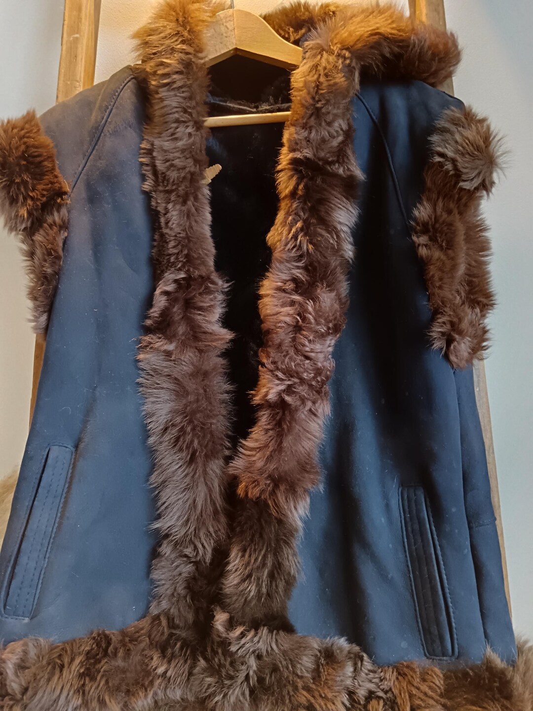 Gothic Fur Coat Purple Gypsy Coat Fur Gelait Viking Sheep Skin Celtic ...