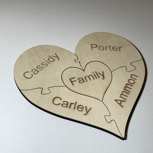 Personalized Wooden Family Heart Puzzle Family Unity Puzzle Wedding ...