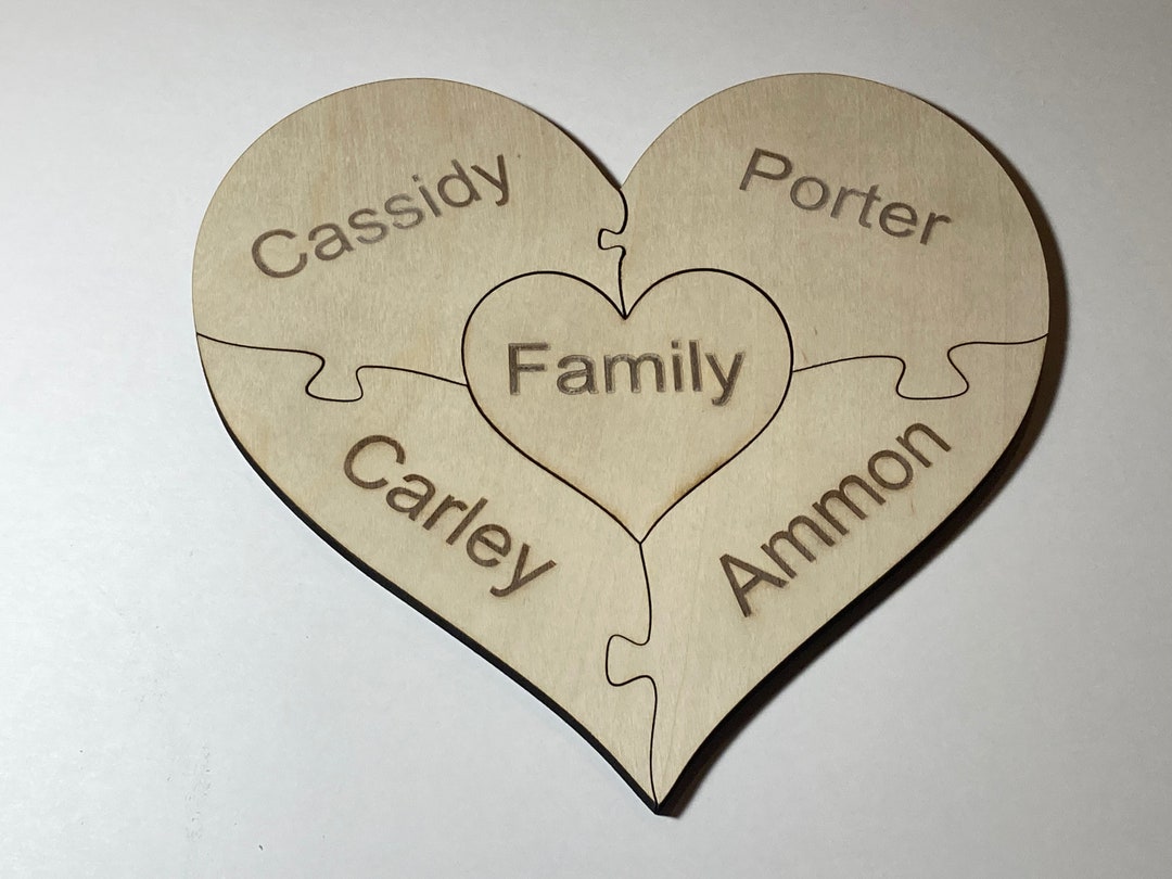 Personalized Wooden Family Heart Puzzle Family Unity Puzzle Wedding ...