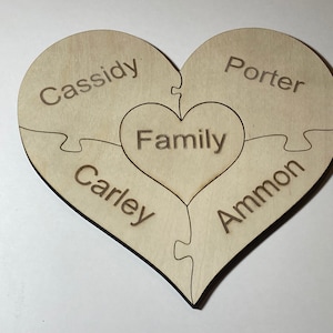Personalized Wooden Family Heart Puzzle Family Unity Puzzle Wedding ...