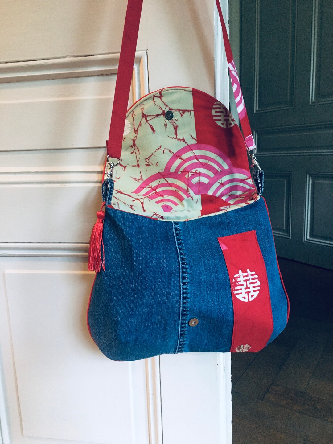 Upcycled Faded Blue Jean Bag - No Waste Bag - Denim Bag - Eco Bag ...