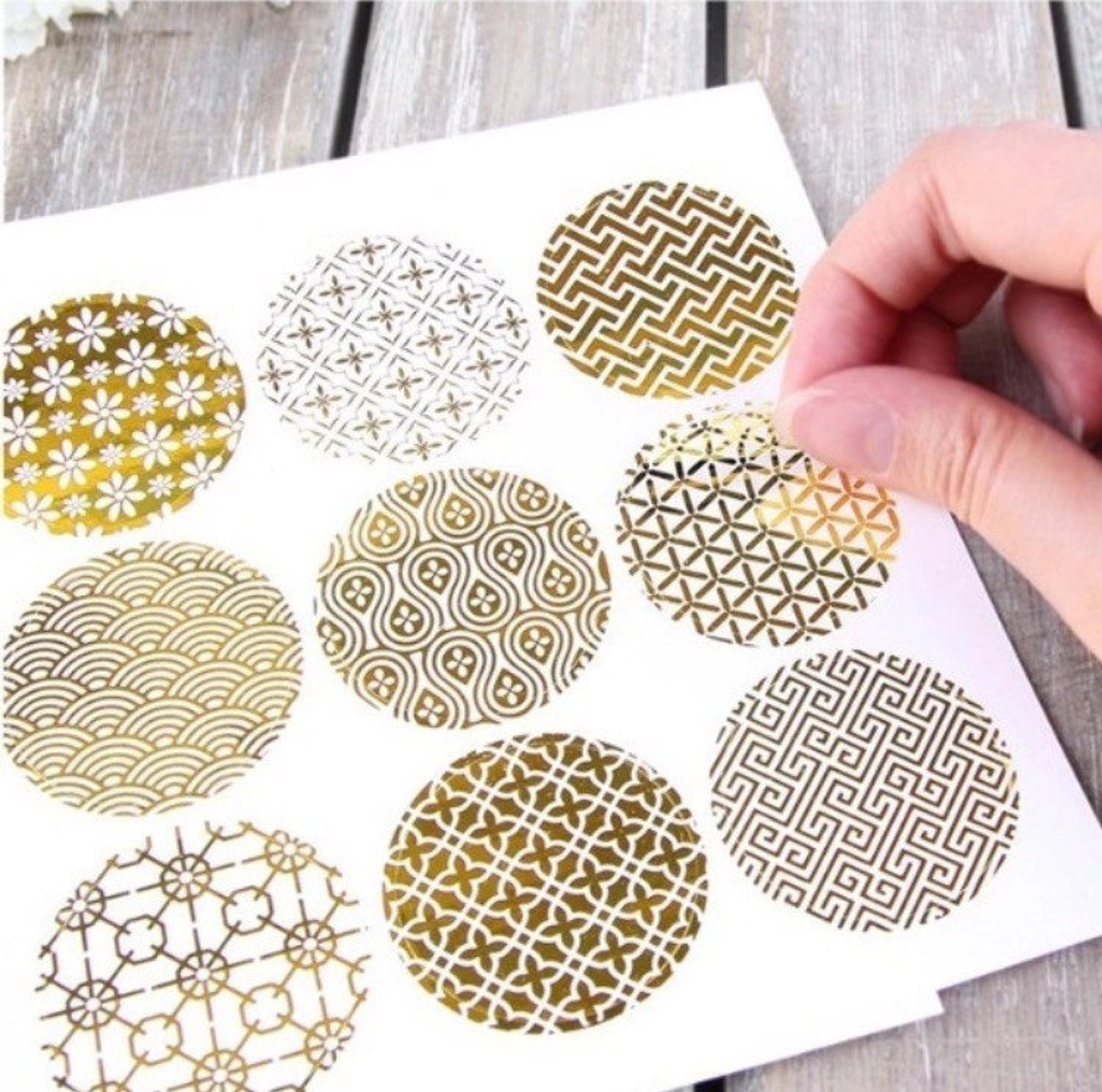 Round Golden Stickers - Etsy