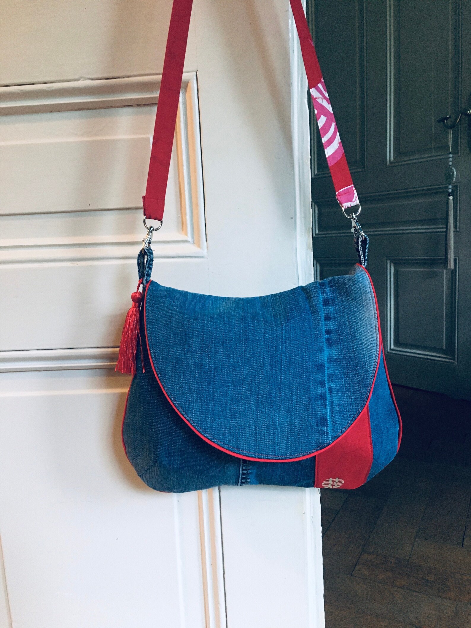 Upcycled Faded Blue Jean Bag No waste bag Denim bag Eco | Etsy