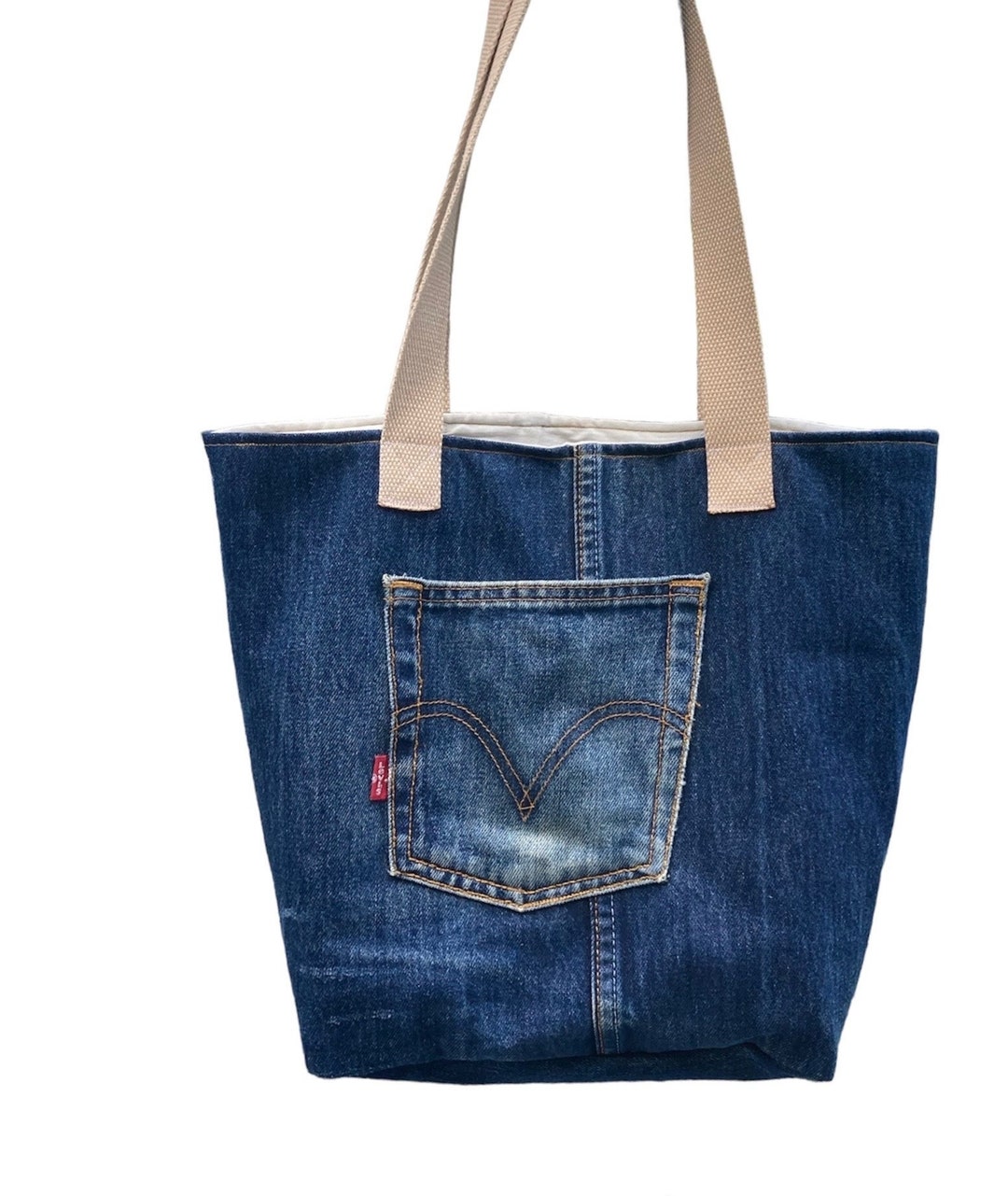 Upcycled Faded Blue Jean Bag No Waste Bag Denim Bag Eco Bag Recycle Bag ...