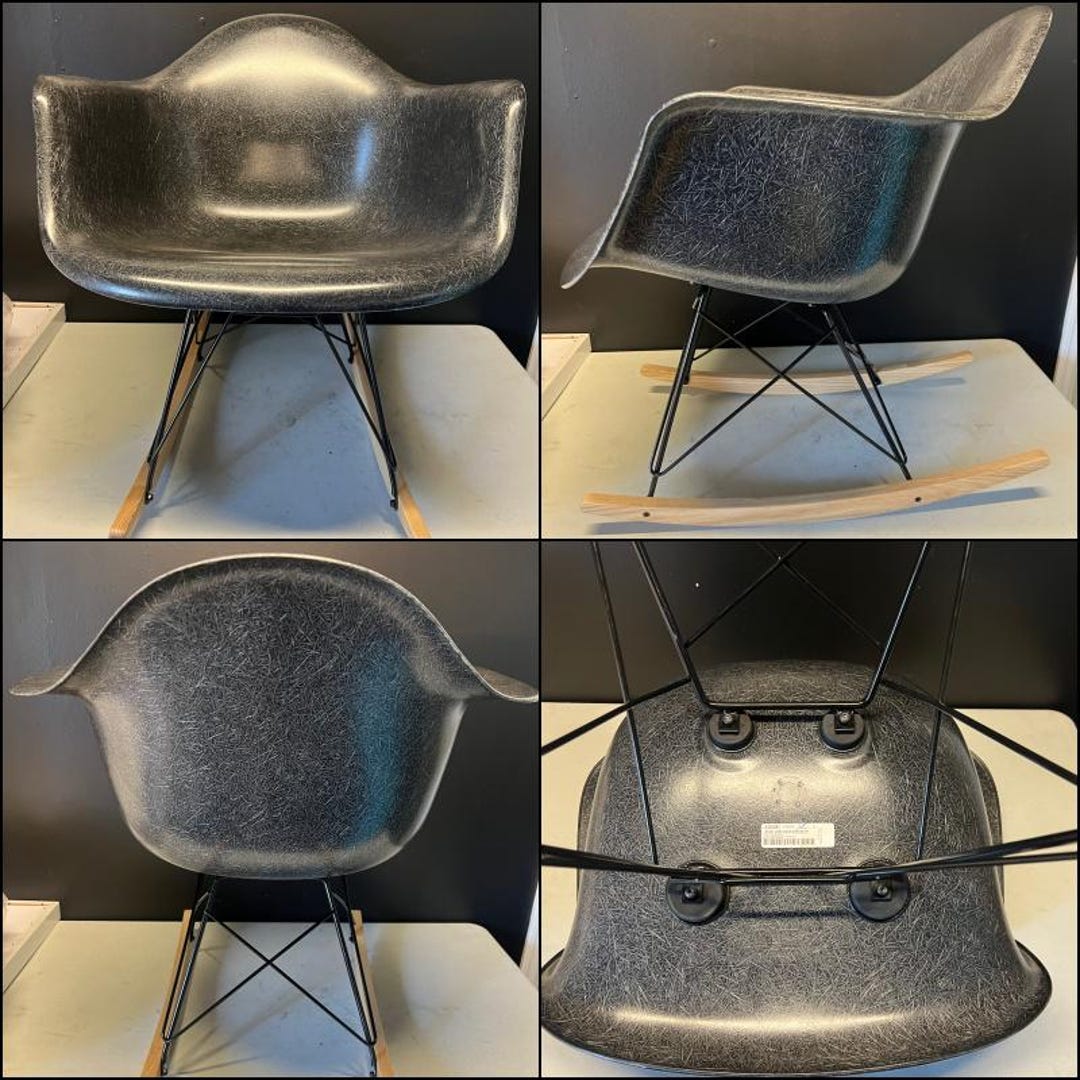 Original HERMAN MILLER Eames BLACK Fiberglass Rocker Shell Chair - Etsy