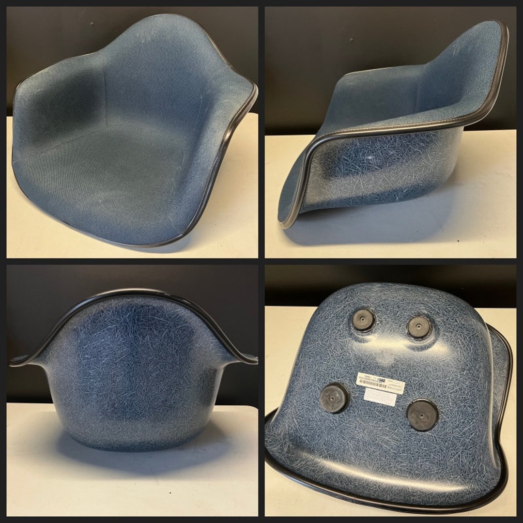 Original HERMAN MILLER Eames BLUE Padded Fiberglass Shell Chair - Etsy