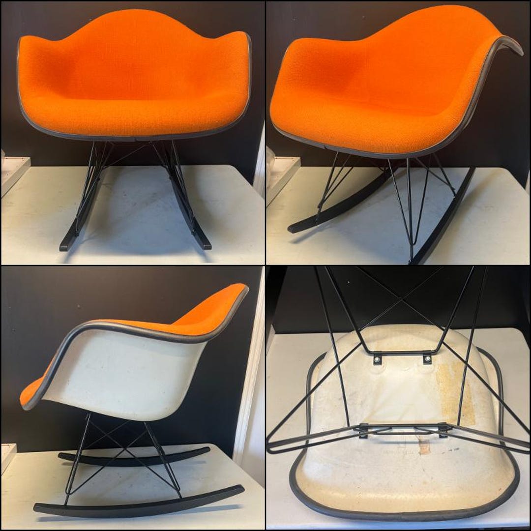 Original HERMAN MILLER Eames ORANGE Fiberglass Rocker Shell Chair - Etsy