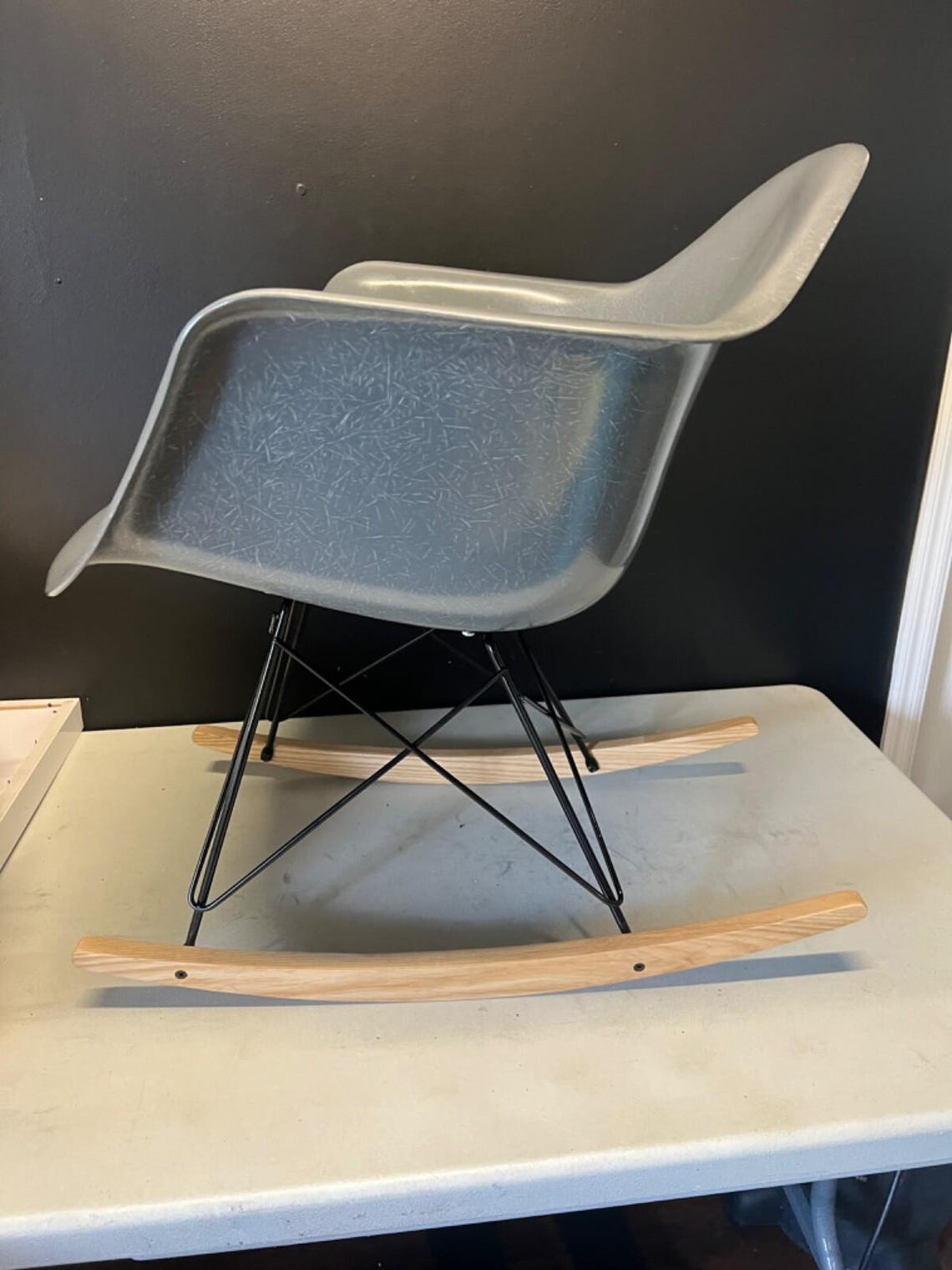 Original HERMAN MILLER Eames GREY Fiberglass Rocker Shell Chair - Etsy