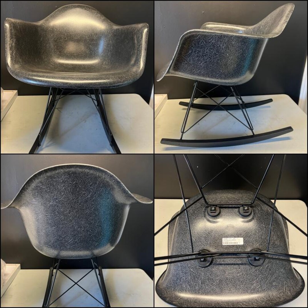 Original HERMAN MILLER Eames BLACK Fiberglass Rocker Shell Chair - Etsy
