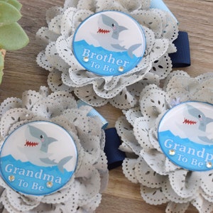 Shark Baby Shower, Blue Gray Family Pins, Shark Blue Grey Blue Baby ...