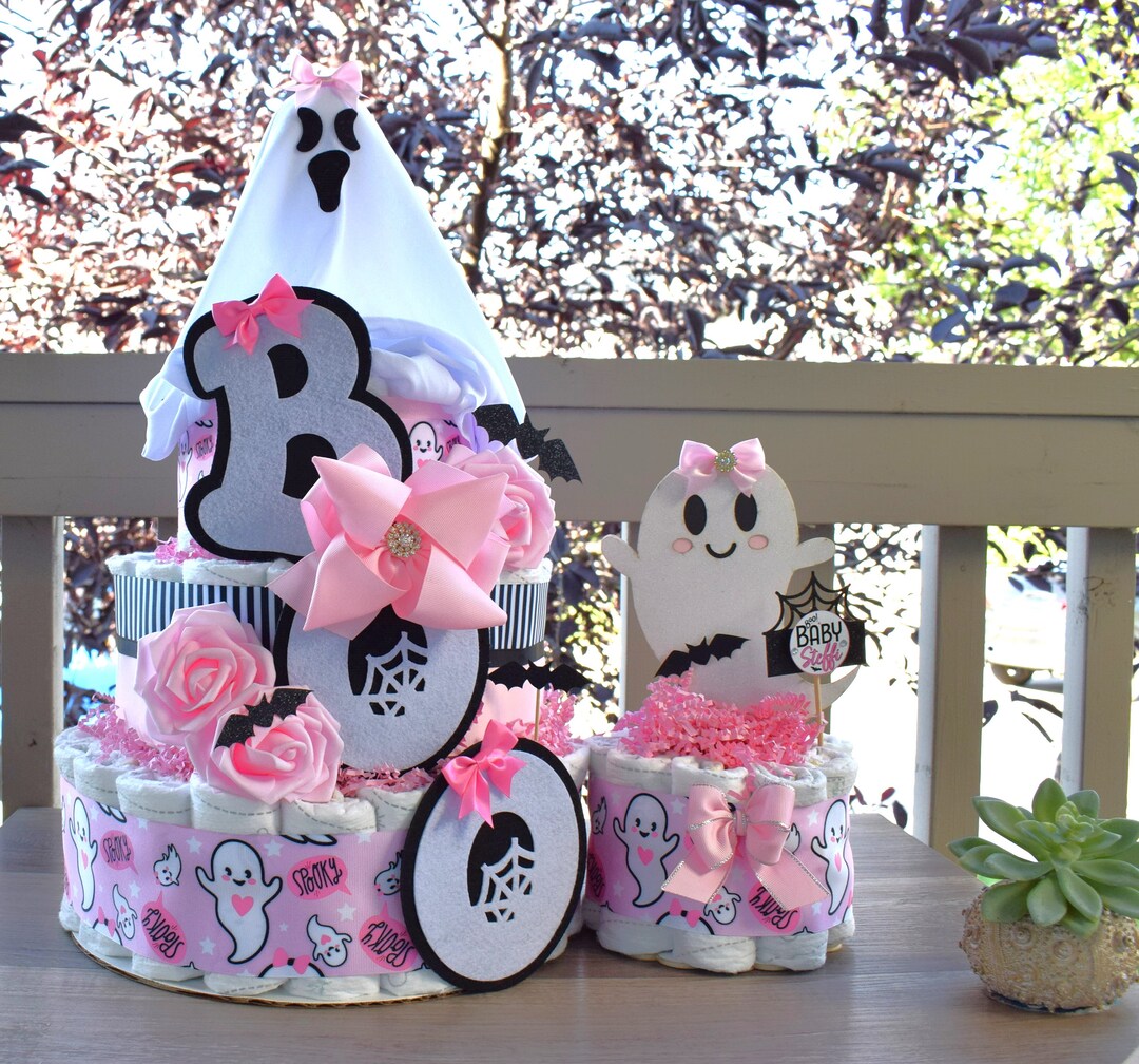 Girl Ghost Diaper Cake Baby Shower, Halloween Baby Shower Centerpieces ...